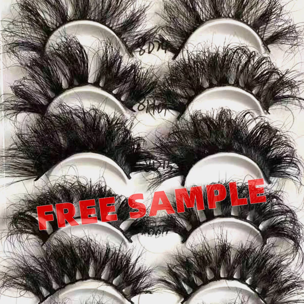 FREE custom eyelash mink hand made full strip lashes 25 mm 3d cruelty ...