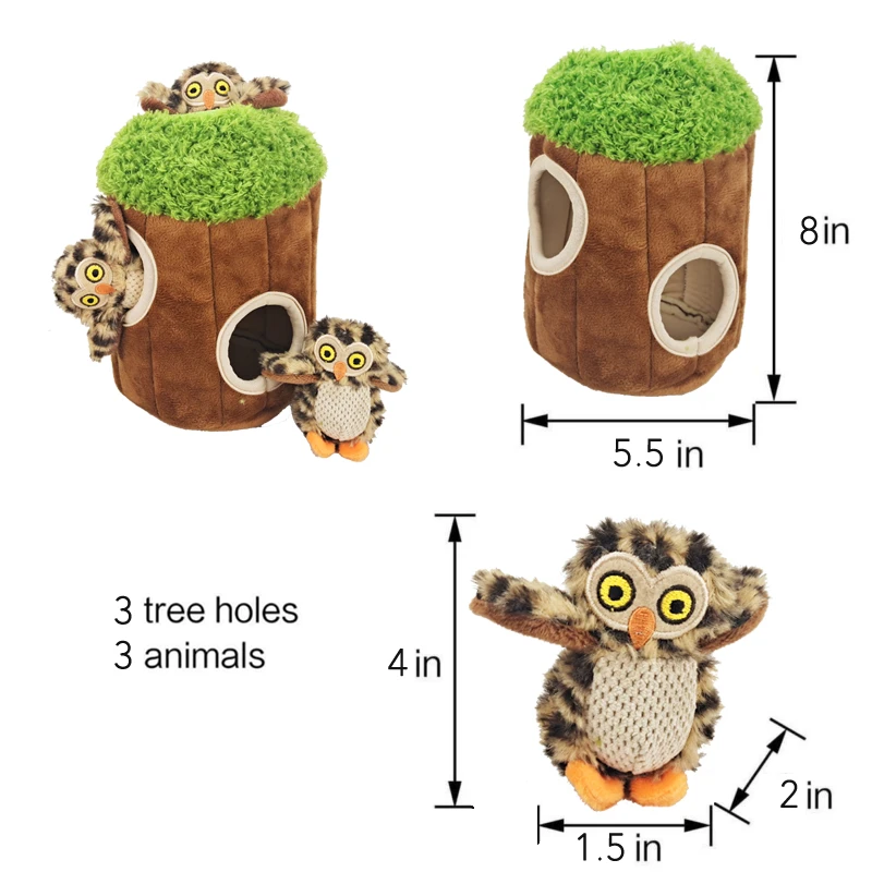 Hot Selling Hide and Seek Dog Toy Tree Hole Squirrels Owl Pet Toys ...