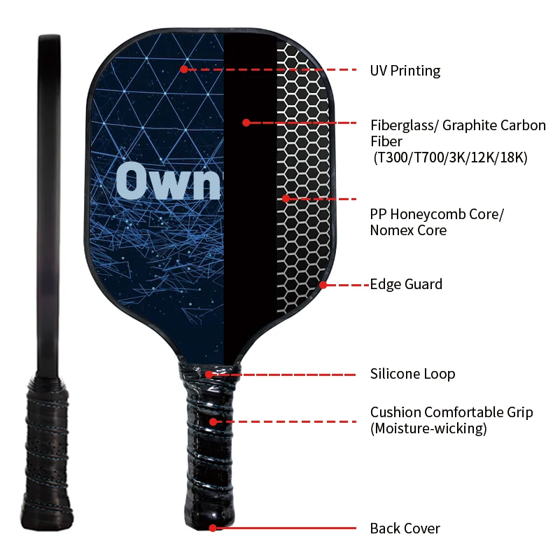 White Raw Carbon Fiber Custom Usapa Pickleball Paddle Paddel Usa ...