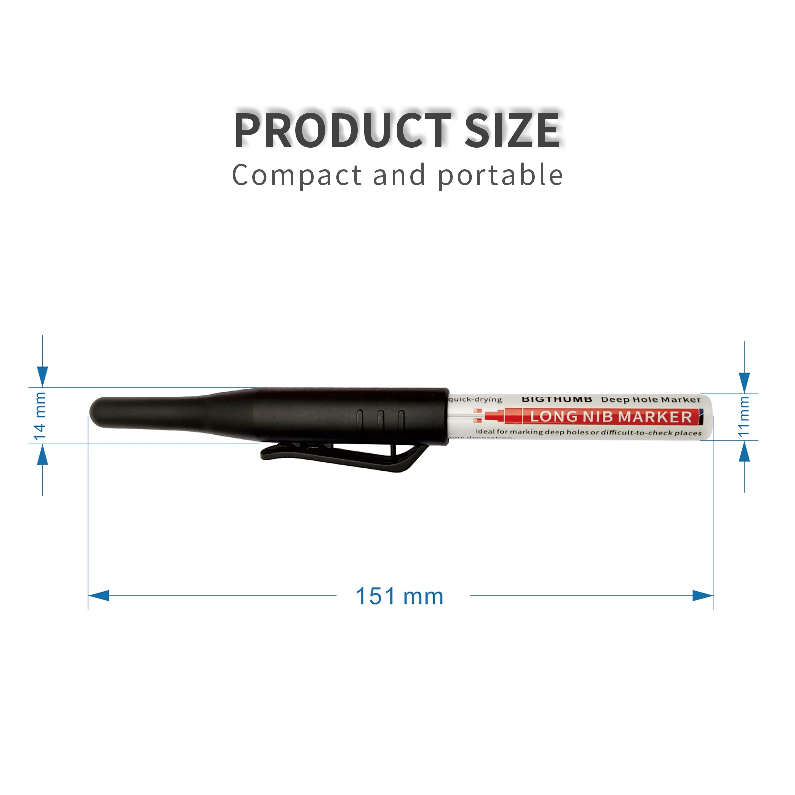 3 COLOR 30mm Deep Drill Hole Long Nib Water Resistant Marker Pens Wood ...