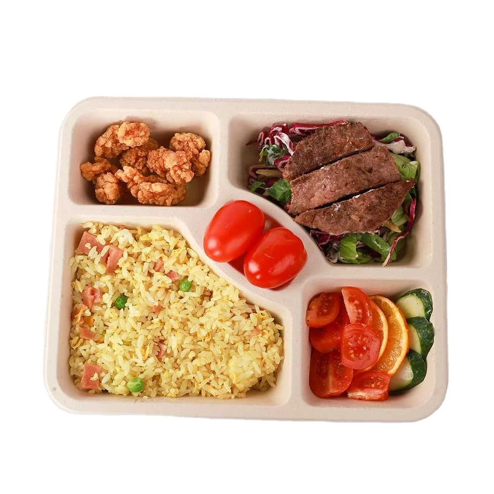 Compostable 5 Compartment Disposable bamboo Plates Heavy Duty ...