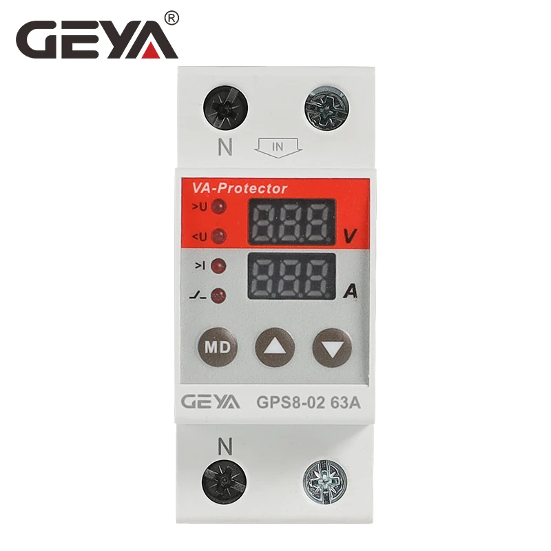 GEYA GPS8-02 63A 220VAC Регулируемая цифровая защита напряжения под ...