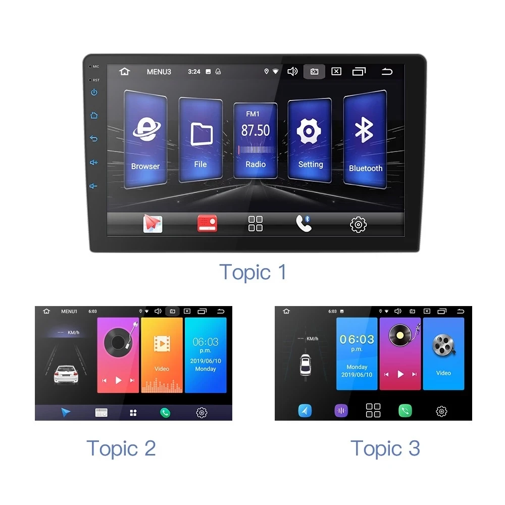HINZ new android 9.0 2GB 16GB 9"/10" inch 2.5D IPS screen double din ...
