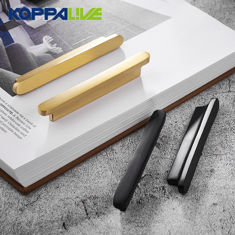 Nordic Simple Solid Brass Furniture Handles Oval Brushed Gold Drawer ...