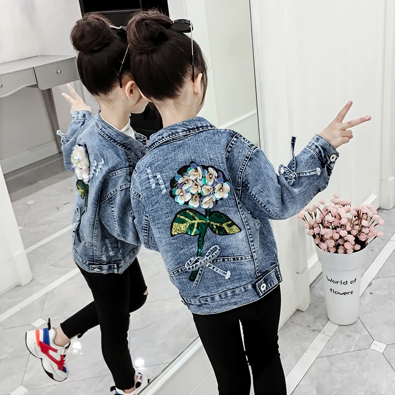 Wholesale fashion girls denim jacket children 2019 new jeans jacket ...