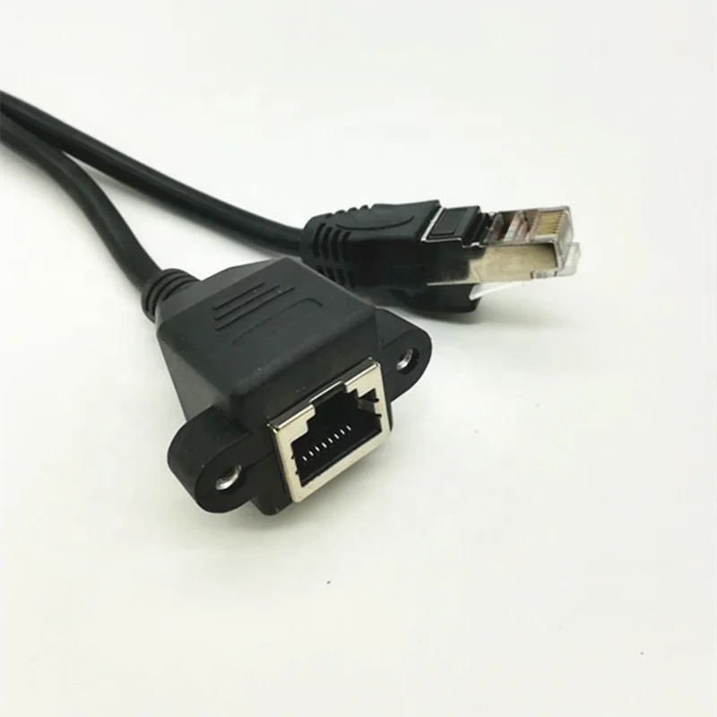 Cat 5e FTP RJ45 Ethernet Male to Female Panel Mount Extension Cable ...