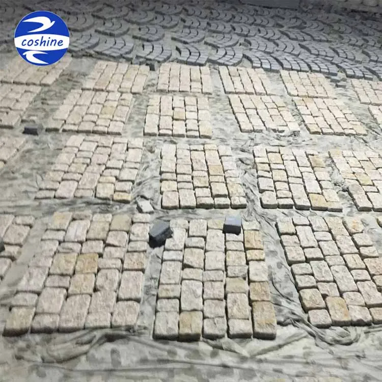 Yellow Granite paver mesh cobblestone pavers with net - Buy in bulk