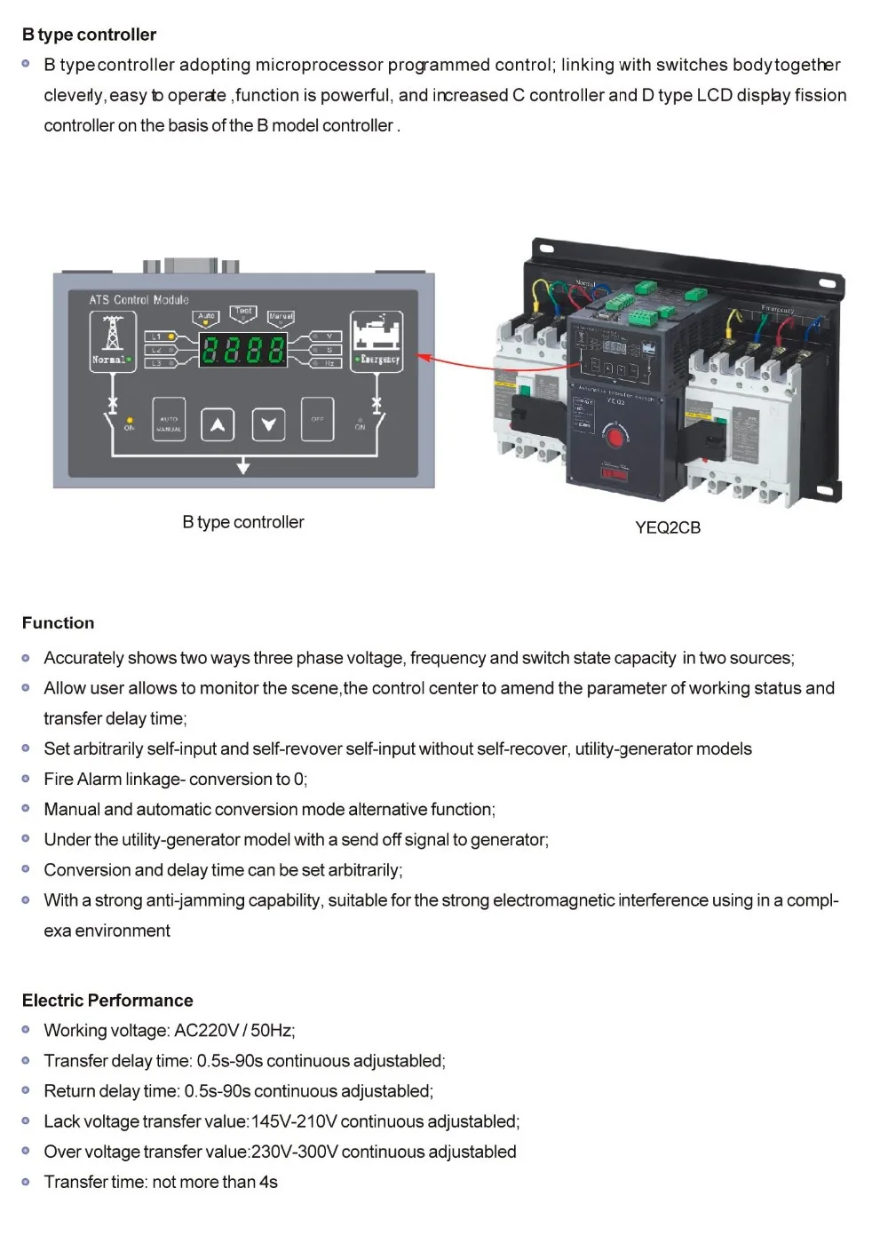 yeq2 single-phase three-phase automatic transfer switch ats 63A 220V ...