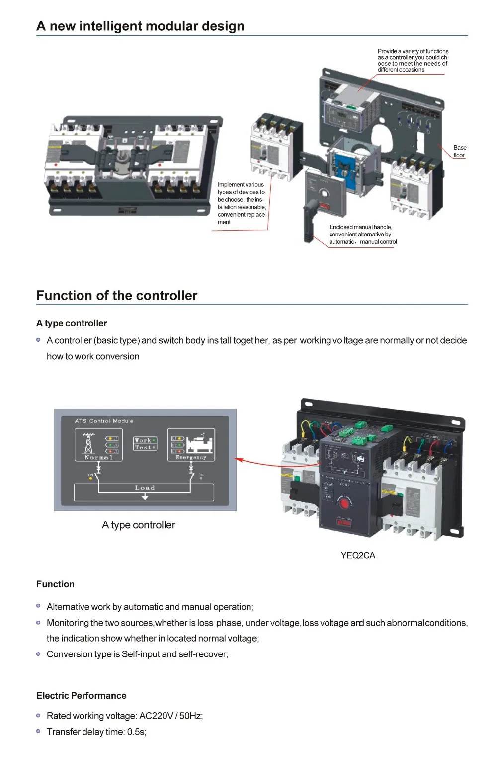 yeq2 single-phase three-phase automatic transfer switch ats 63A 220V ...