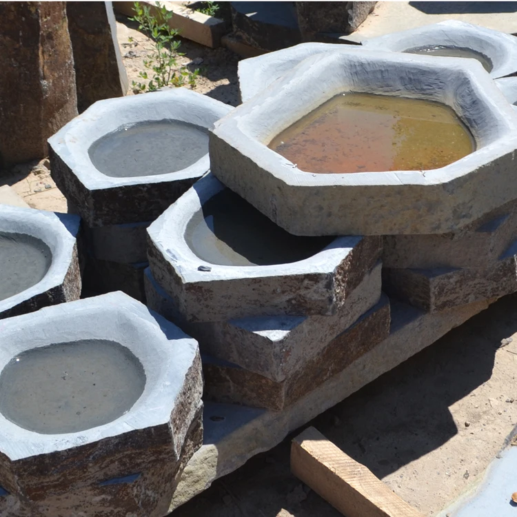 Natural Basalt Solid Stone Bird Baths - Buy in bulk