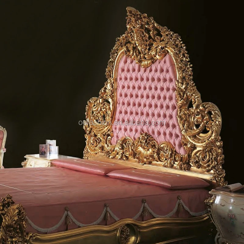 Marvelous Luxury hand carved bed , Baroque style upholstered soft bed ...