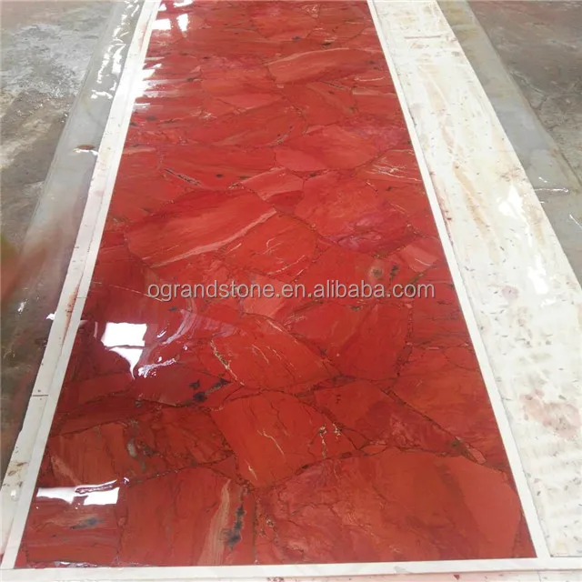 Semiprecious stone slabs Translucent resin panel red jasper stone - Buy ...