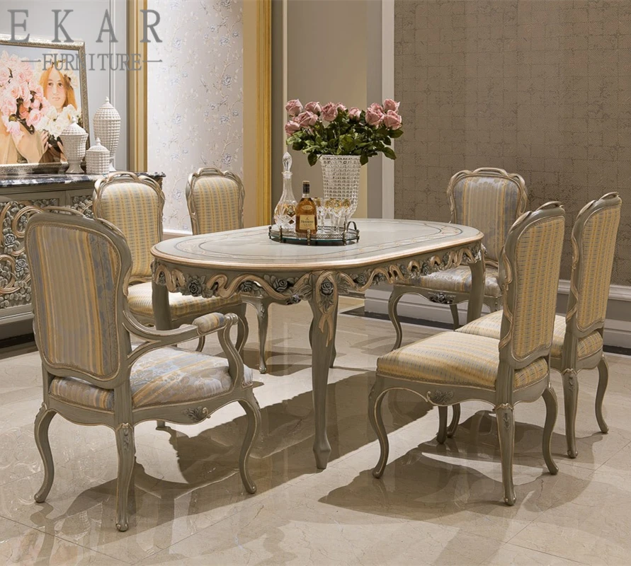 Luxury Classical Elegant Designs Oval Shaped Dinner Set Long Dining ...