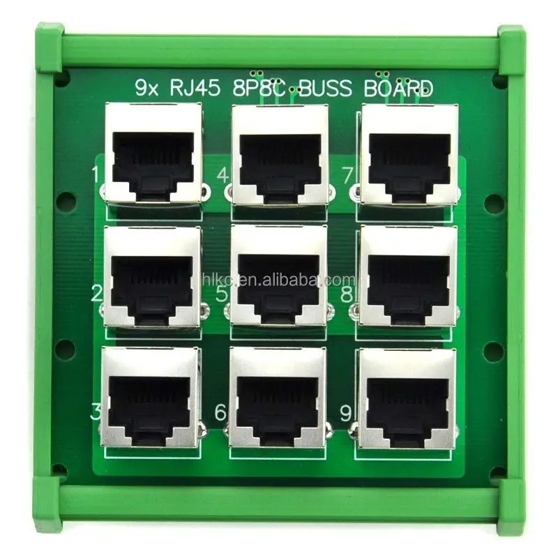 RJ45 distribution board 8P8C 9-way bus board DIN rail installation ...