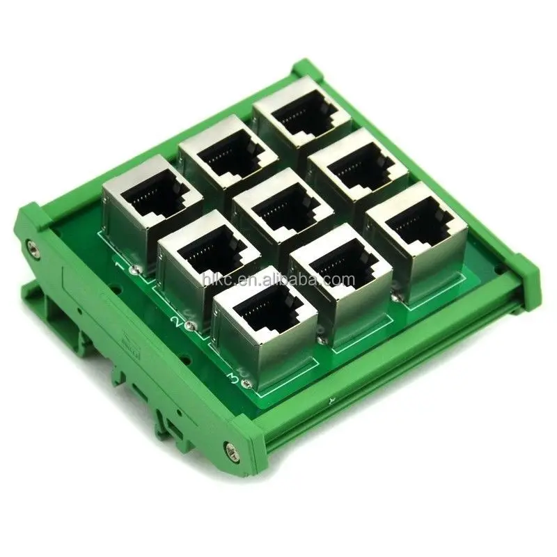 RJ45 distribution board 8P8C 9-way bus board DIN rail installation ...