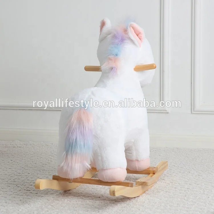 sheep unicorn wooden kids rocking horse toy plush animal baby rocker ...