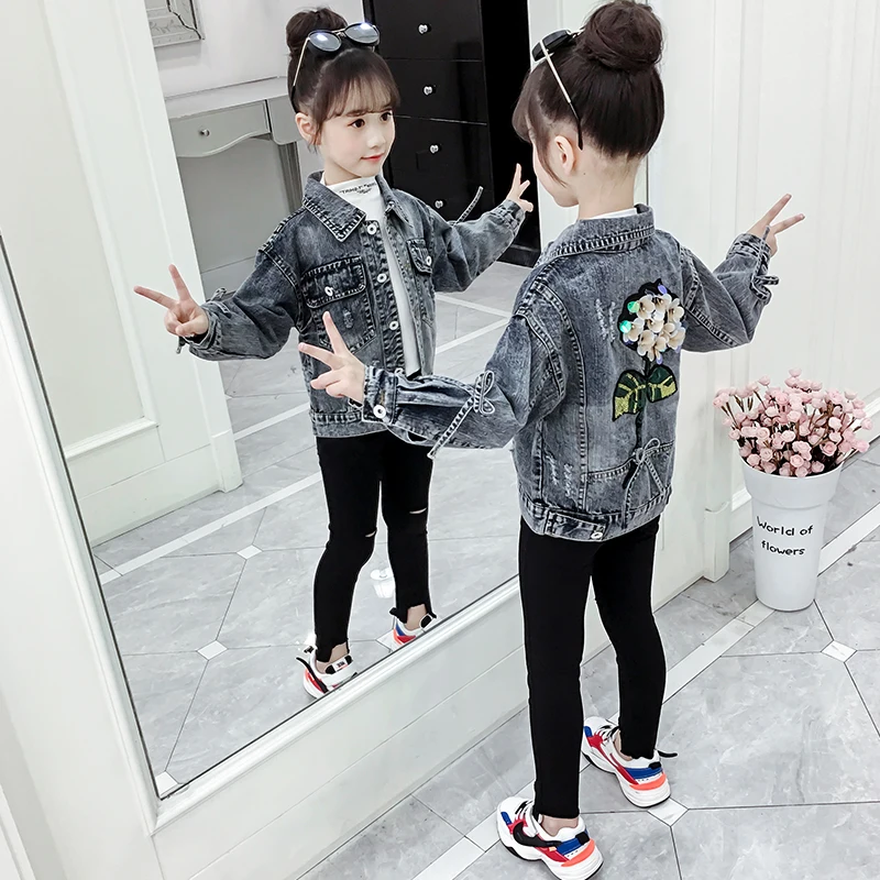 Wholesale fashion girls denim jacket children 2019 new jeans jacket ...