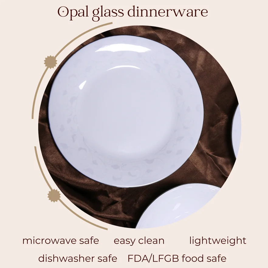 C&H Ivory White Opal Glassware Break Resistant Luxury Silver Dinner ...