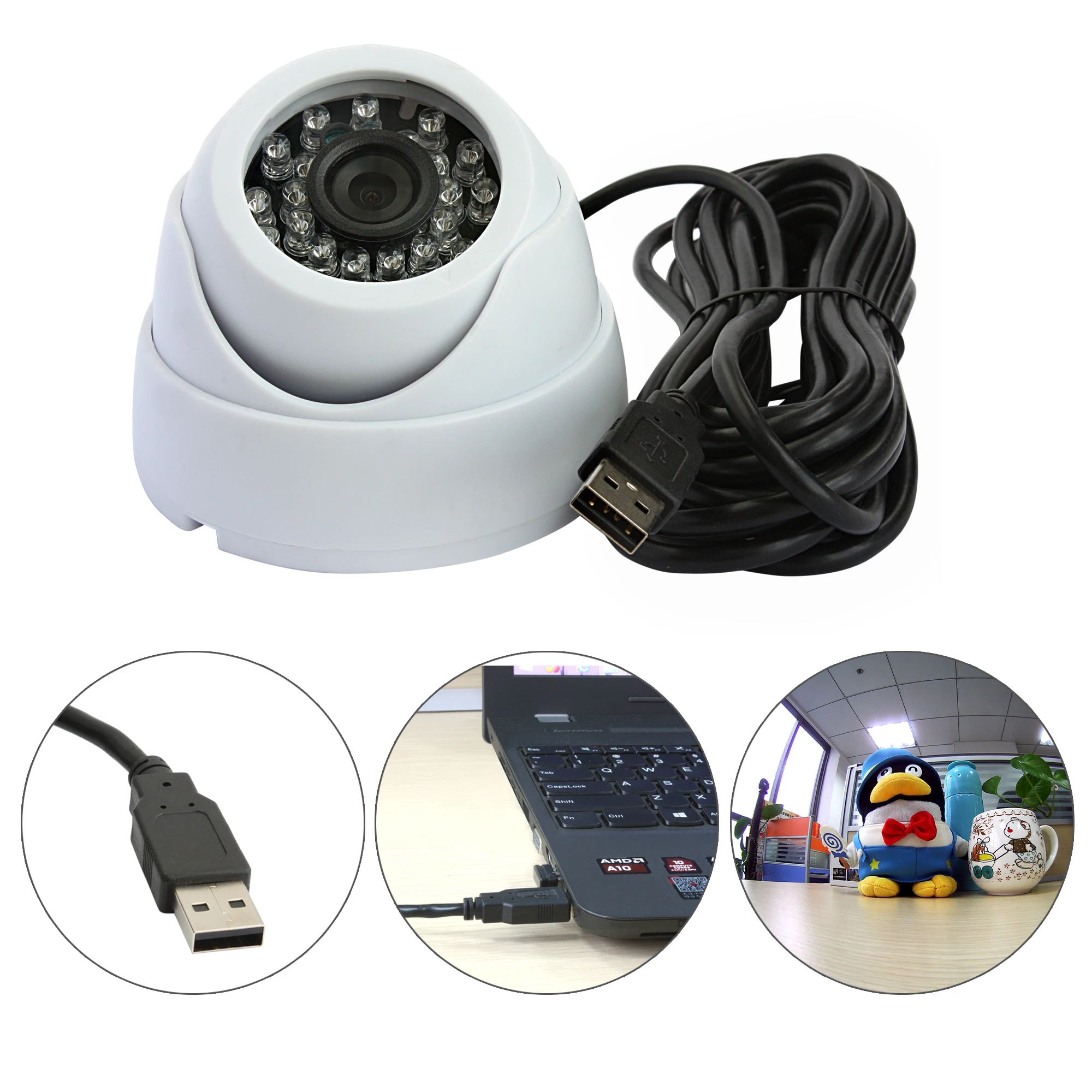 ELP 1MP HD 720P Waterproof USB Dome Camera Infrared with IR CUT and IR ...
